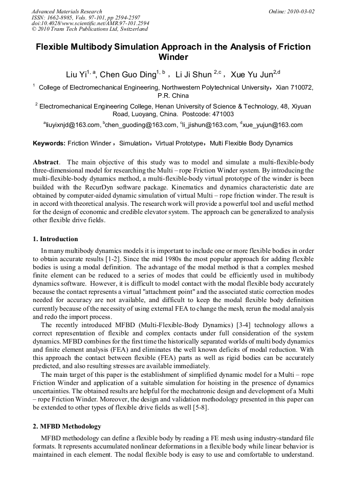 Flexible Multibody Simulation Approach in the Analysis of Friction ...