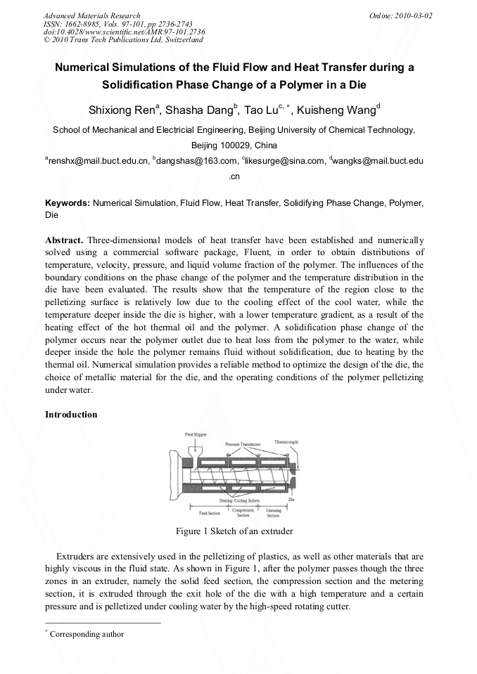 Numerical Simulations of the Fluid Flow and Heat Transfer during a ...