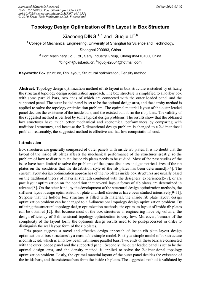 Topology Design Optimization of Rib Layout in Box Structure ...