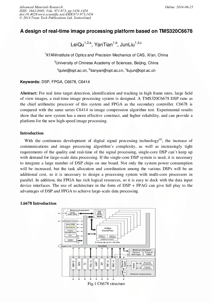 A Design of Real-Time Image Processing Platform Based on TMS320C6678 ...