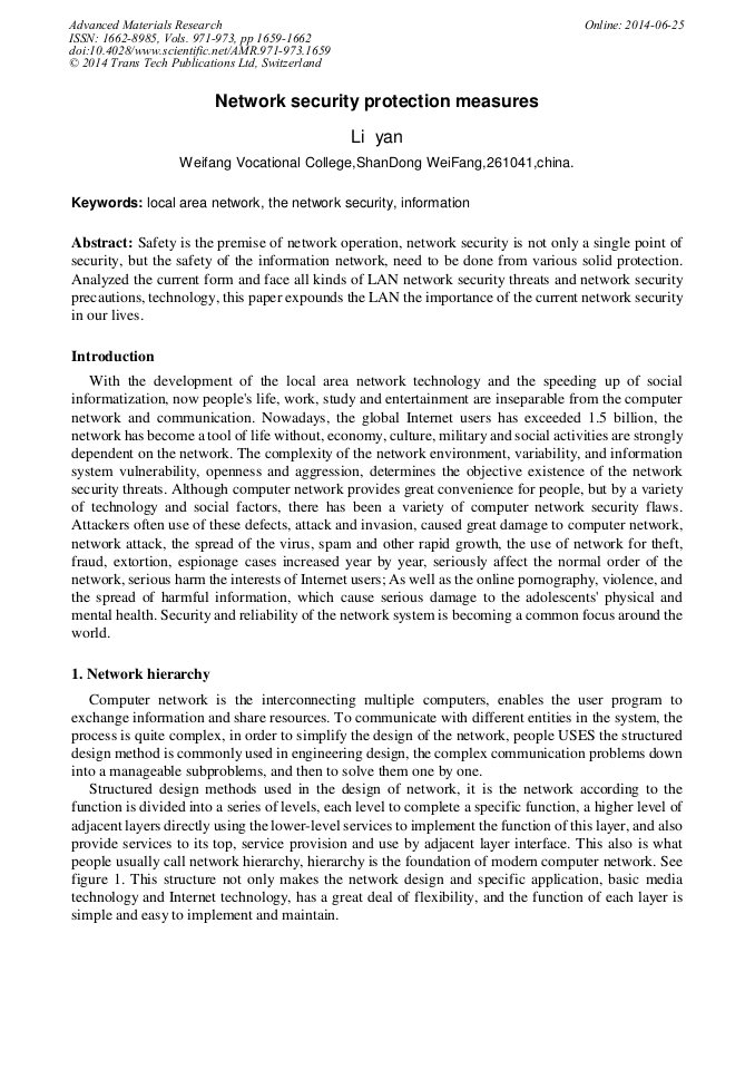 Network Security Protection Measures | Scientific.Net