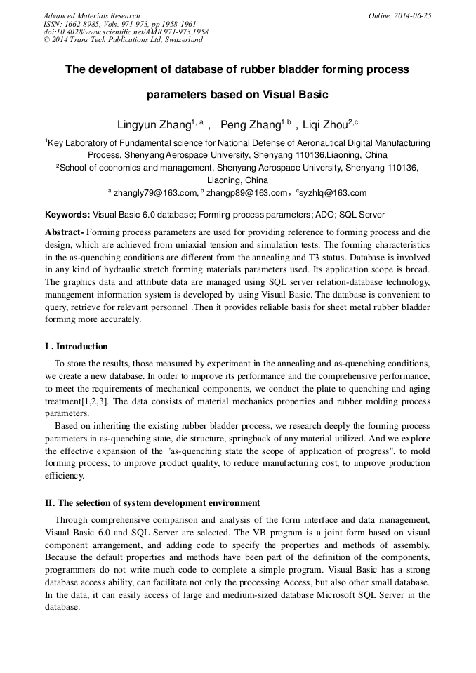 The Development of Database of Rubber Bladder Forming Process ...