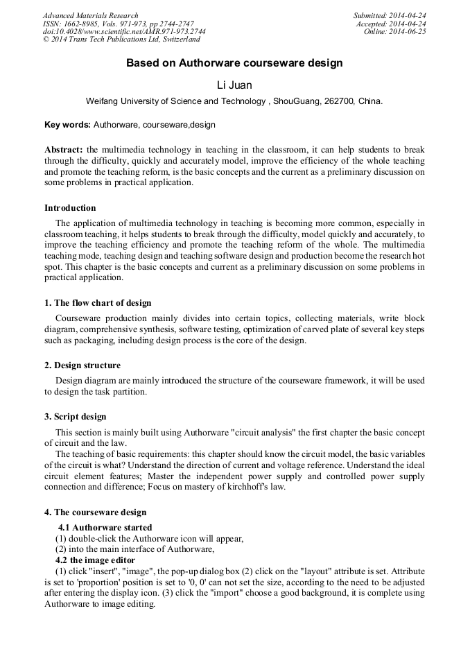 Based on Authorware Courseware Design | Scientific.Net