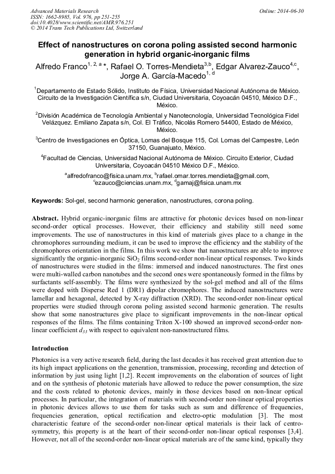 Effect of Nanostructures on Corona Poling Assisted Second Harmonic ...