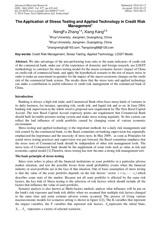 The Application of Stress Testing and Applied Technology in Credit Risk ...
