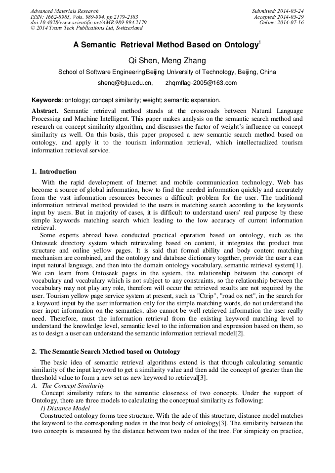 A Semantic Retrieval Method Based on Ontology | Scientific.Net