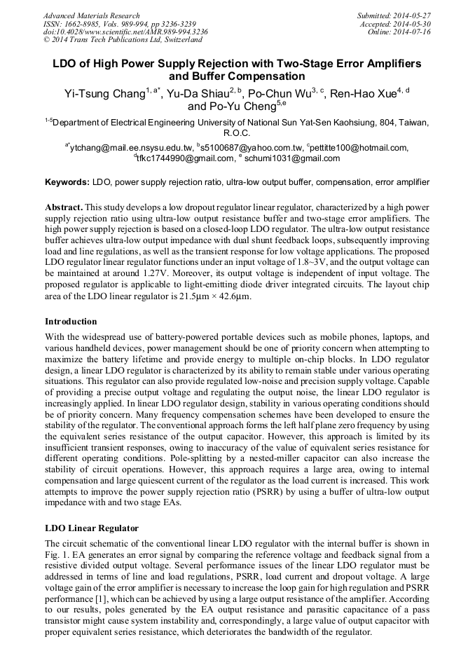 LDO of High Power Supply Rejection with Two-Stage Error Amplifiers and ...