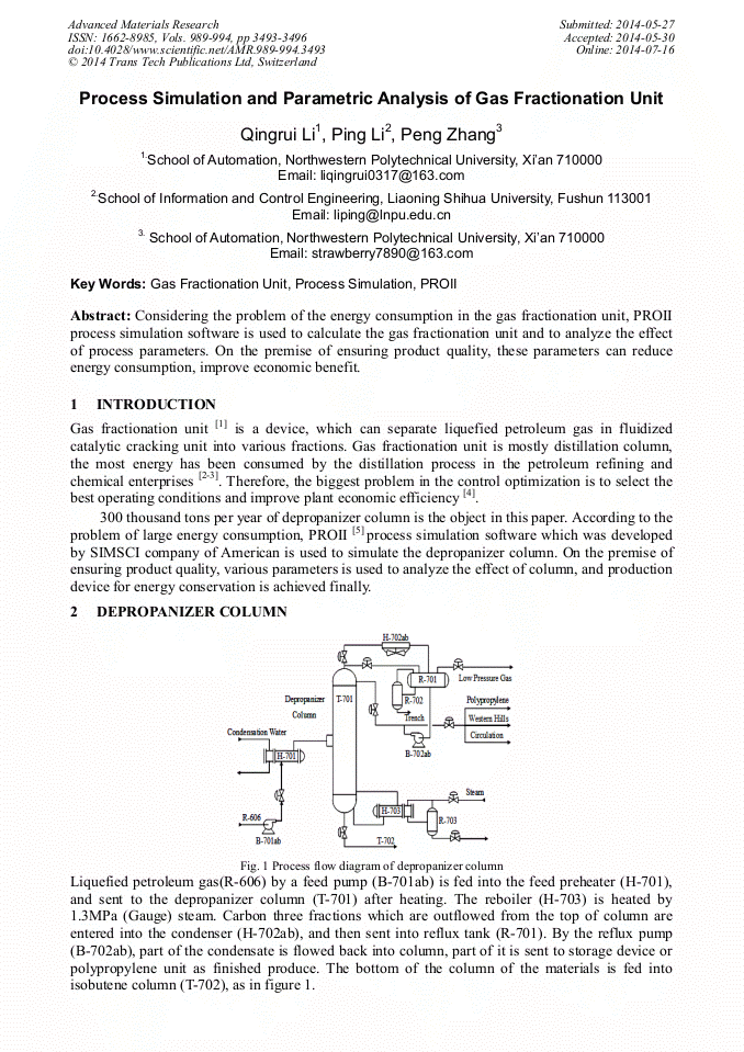 Process Simulation and Parametric Analysis of Gas Fractionation Unit ...