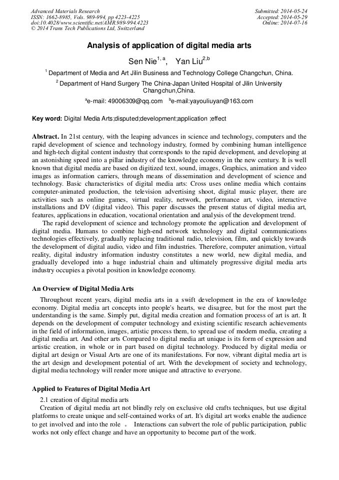 Analysis of Application of Digital Media Arts | Scientific.Net