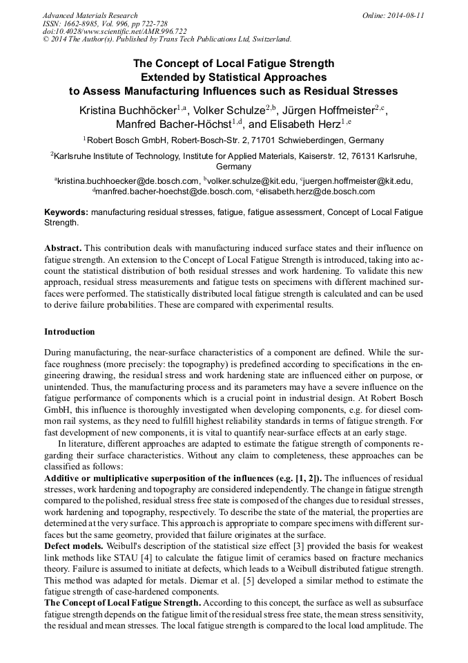 The Concept of Local Fatigue Strength Extended by Statistical ...