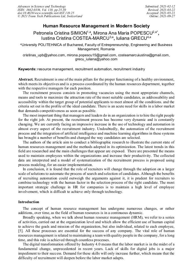 Human Resource Management in Modern Society | Scientific.Net