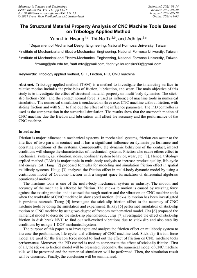 The Structural Material Property Analysis of CNC Machine Tools Based on ...