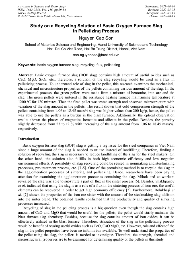 Study on a Recycling Solution of Basic Oxygen Furnace Slag in ...