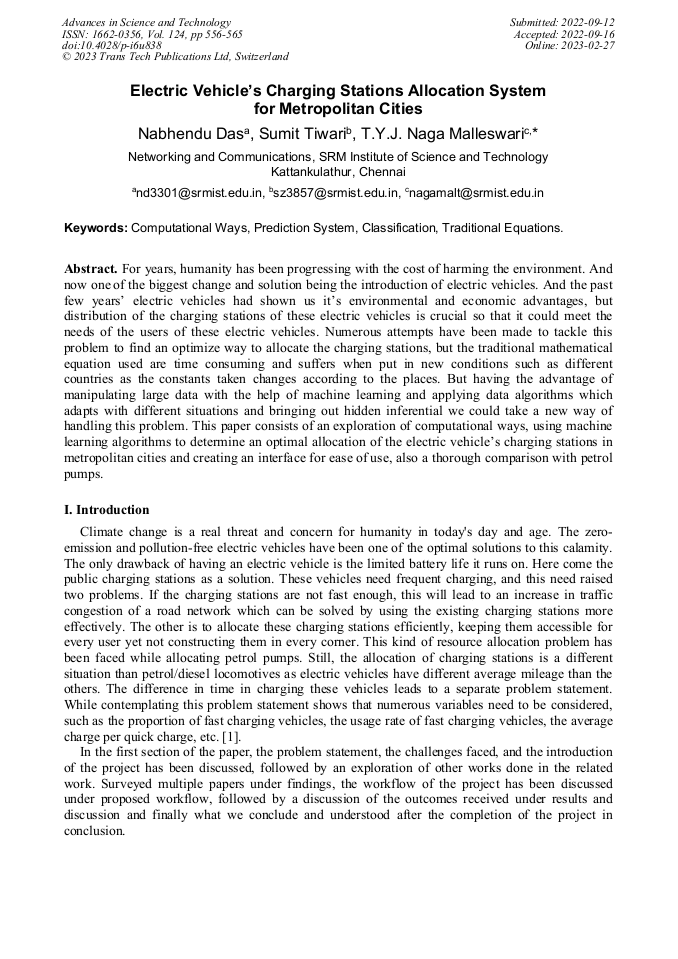 Electric Vehicle’s Charging Stations Allocation System for Metropolitan ...