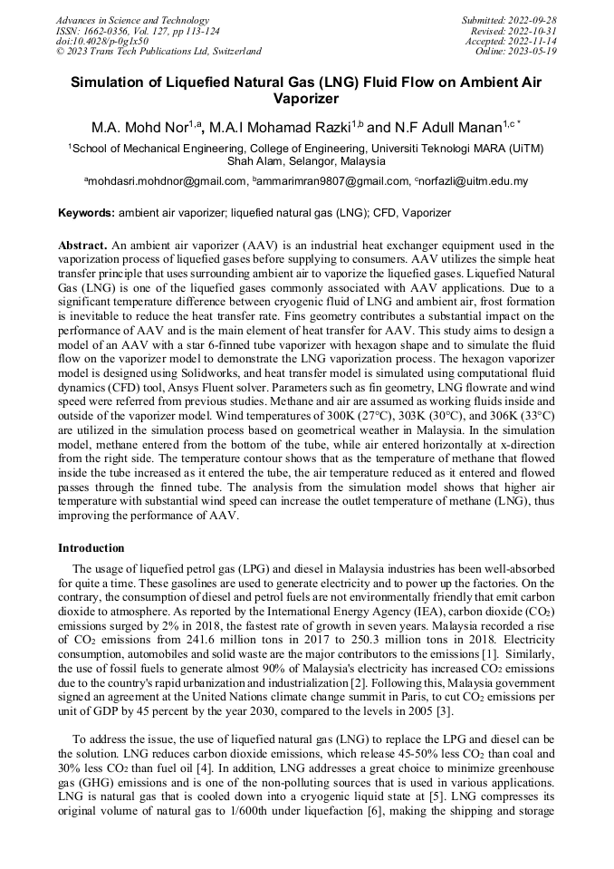 Simulation of Liquefied Natural Gas (LNG) Fluid Flow on Ambient Air ...