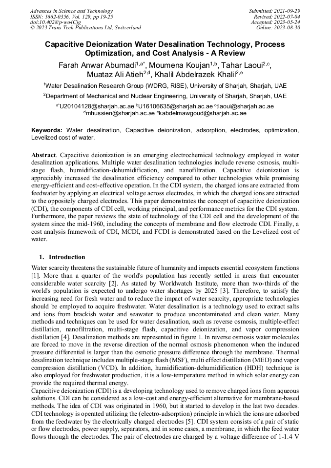 Capacitive Deionization Water Desalination Technology, Process ...
