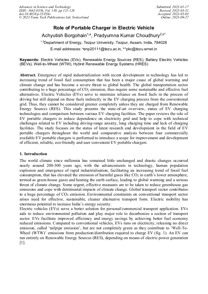 Role of Portable Charger in Electric Vehicle | Scientific.Net