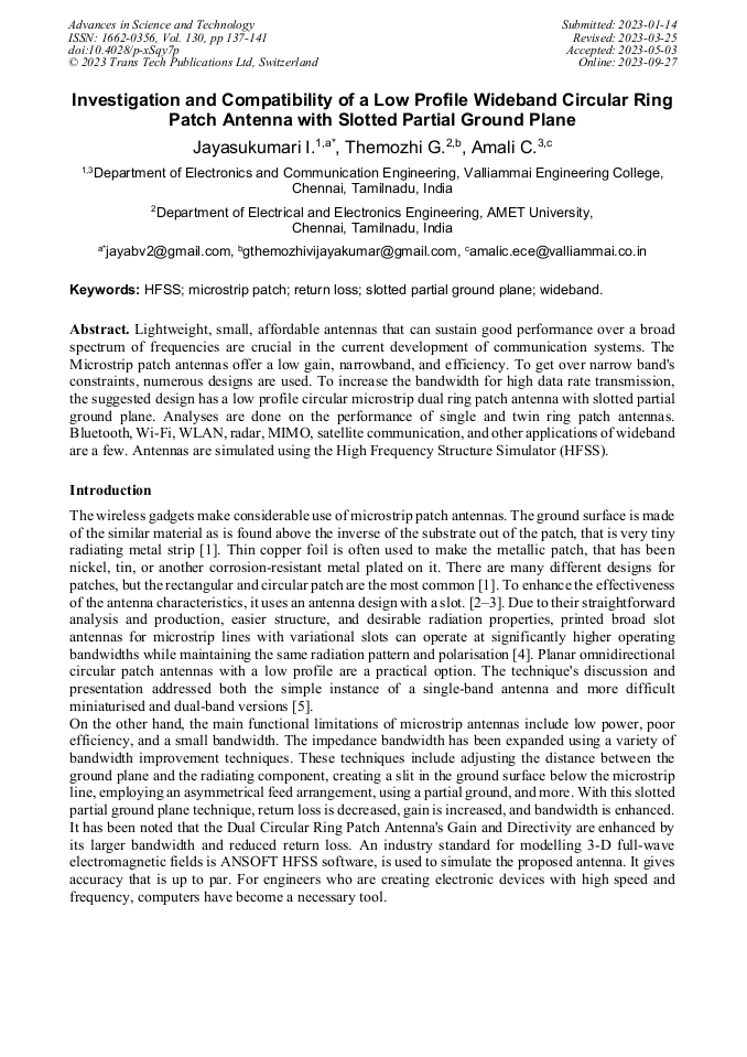 Investigation and Compatibility of a Low Profile Wideband Circular Ring ...
