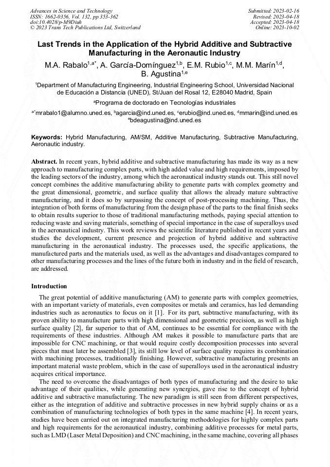 Last Trends in the Application of the Hybrid Additive and Subtractive ...