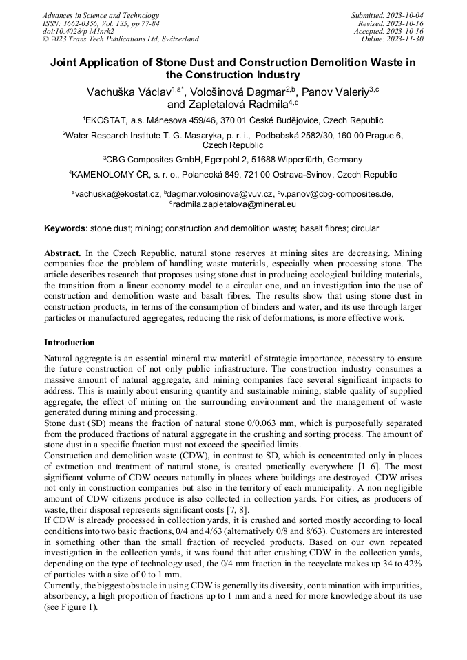 Joint Application of Stone Dust and Construction Demolition Waste in ...