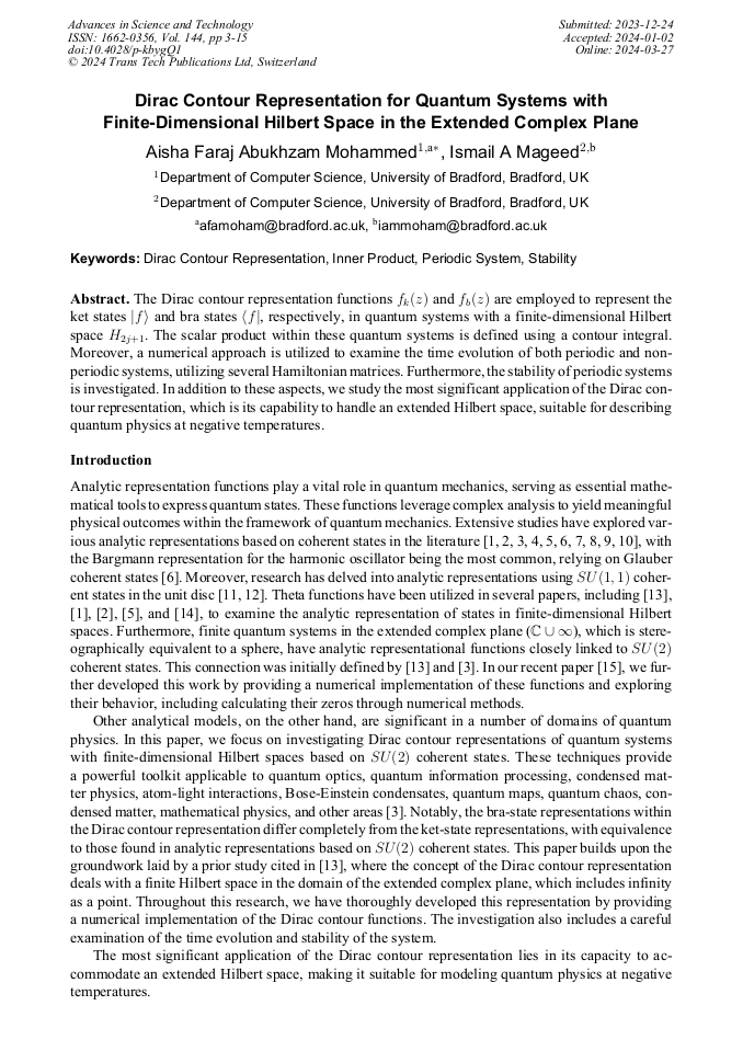 Dirac Contour Representation for Quantum Systems with Finite-Dimensional Hilbert Space in the ...