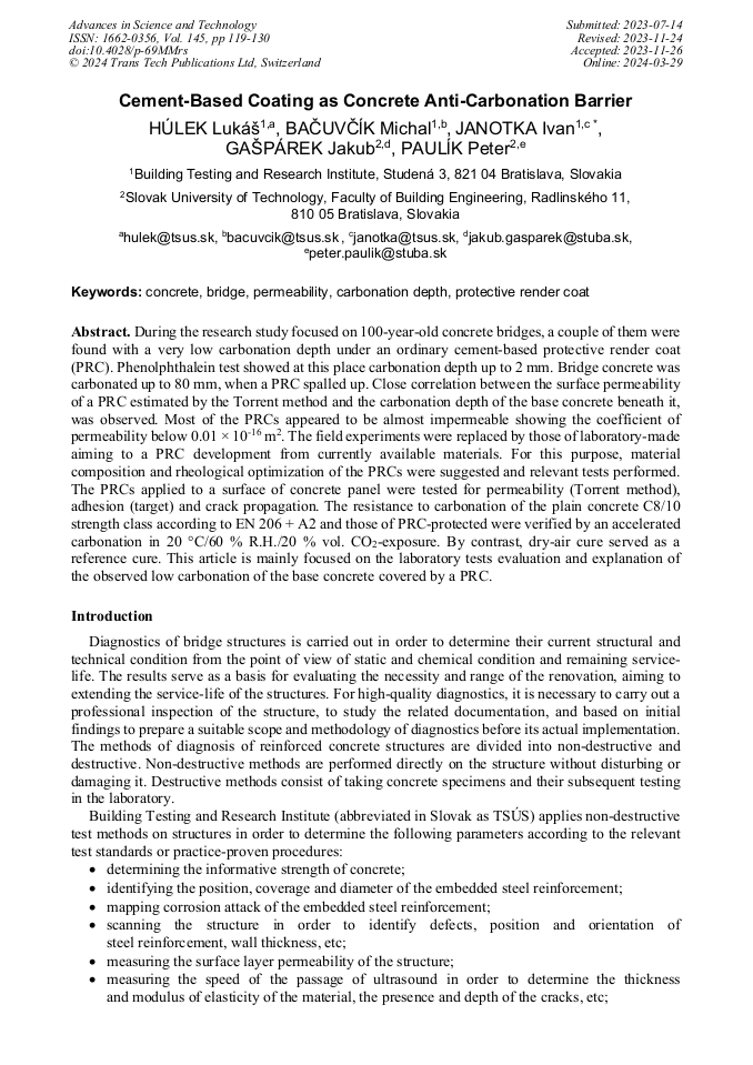 Cement-Based Coating as Concrete Anti-Carbonation Barrier | Scientific.Net