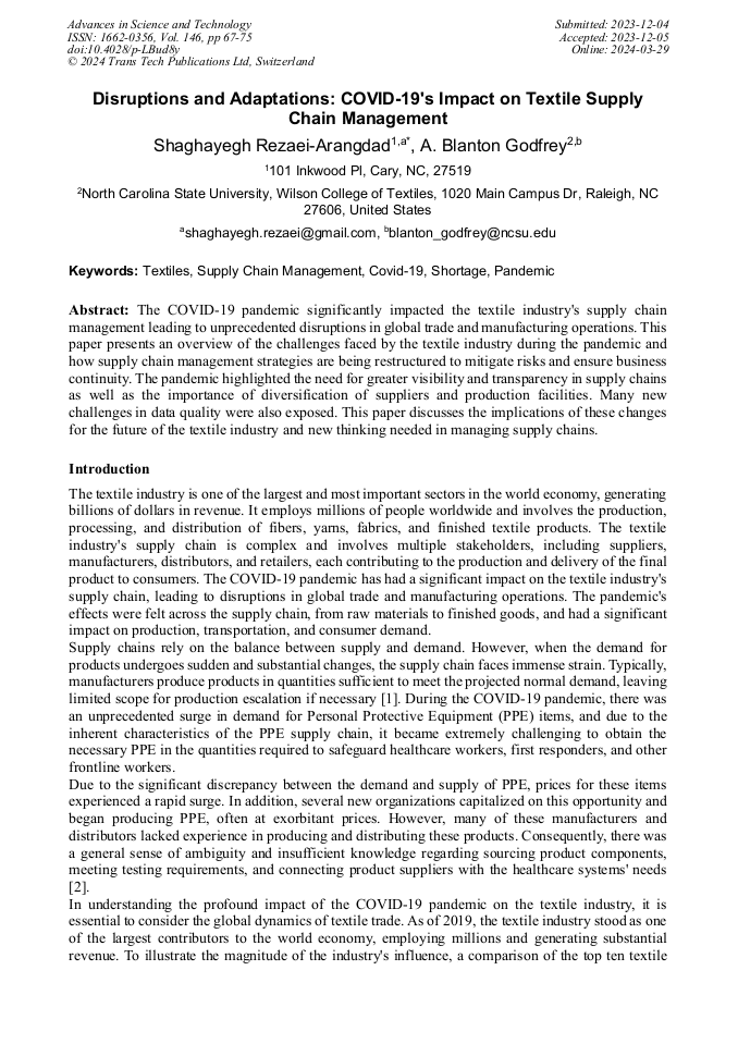 Disruptions and Adaptations: Covid-19's Impact on Textile Supply Chain ...