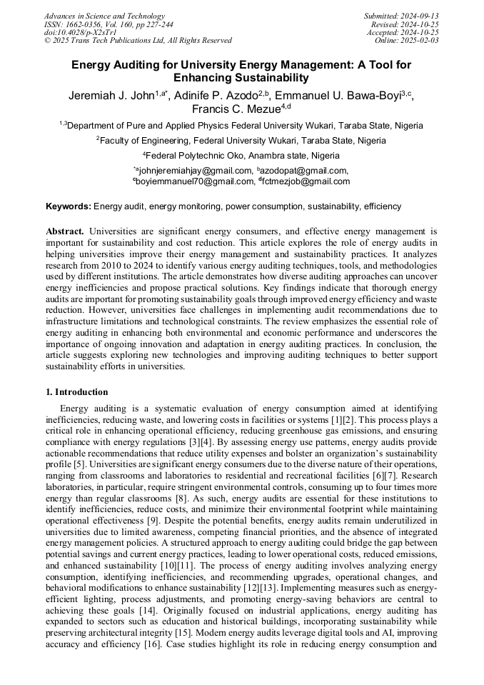 Energy Auditing for University Energy Management: A Tool for Enhancing ...