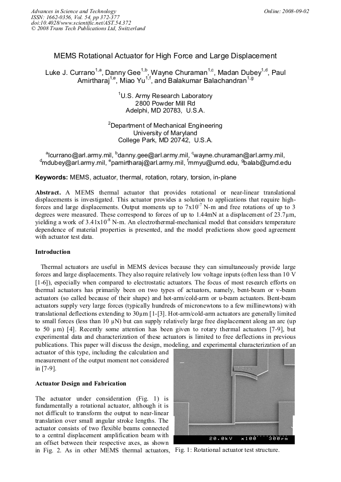 MEMS Rotational Actuator for High Force and Large Displacement ...