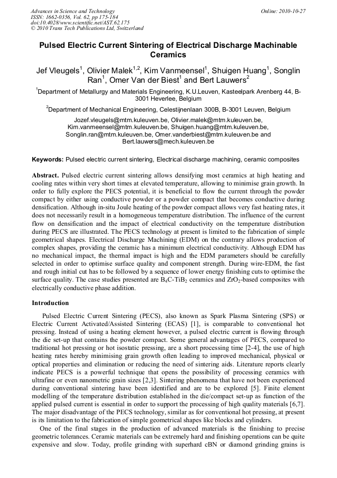 Pulsed Electric Current Sintering of Electrical Discharge Machinable ...