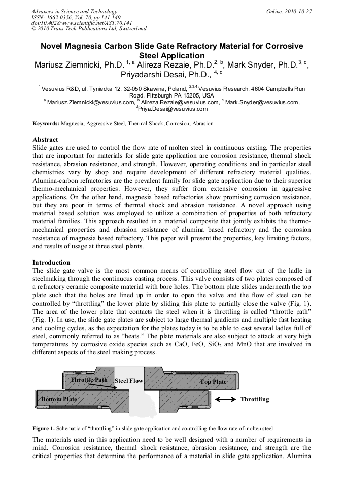 Novel Magnesia Carbon Slide Gate Refractory Material for Corrosive ...