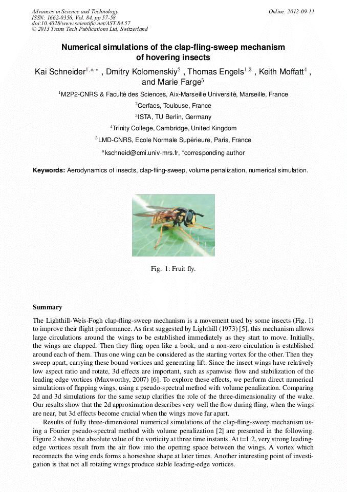 Numerical Simulations of the Clap-Fling-Sweep Mechanism of Hovering ...