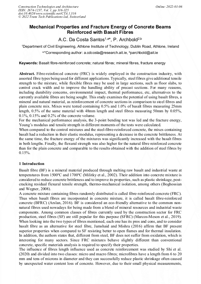 Mechanical Properties and Fracture Energy of Concrete Beams Reinforced ...