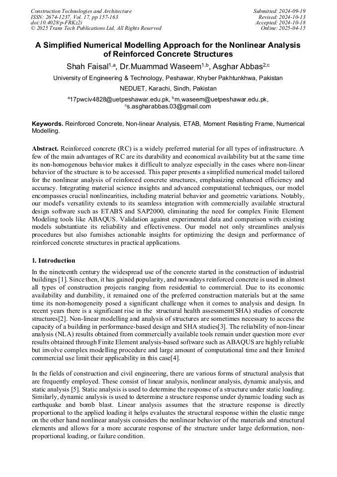 A Simplified Numerical Modelling Approach for the Nonlinear Analysis of Reinforced Concrete ...