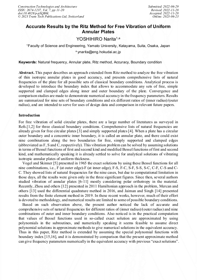 Accurate Results by the Ritz Method for Free Vibration of Uniform ...