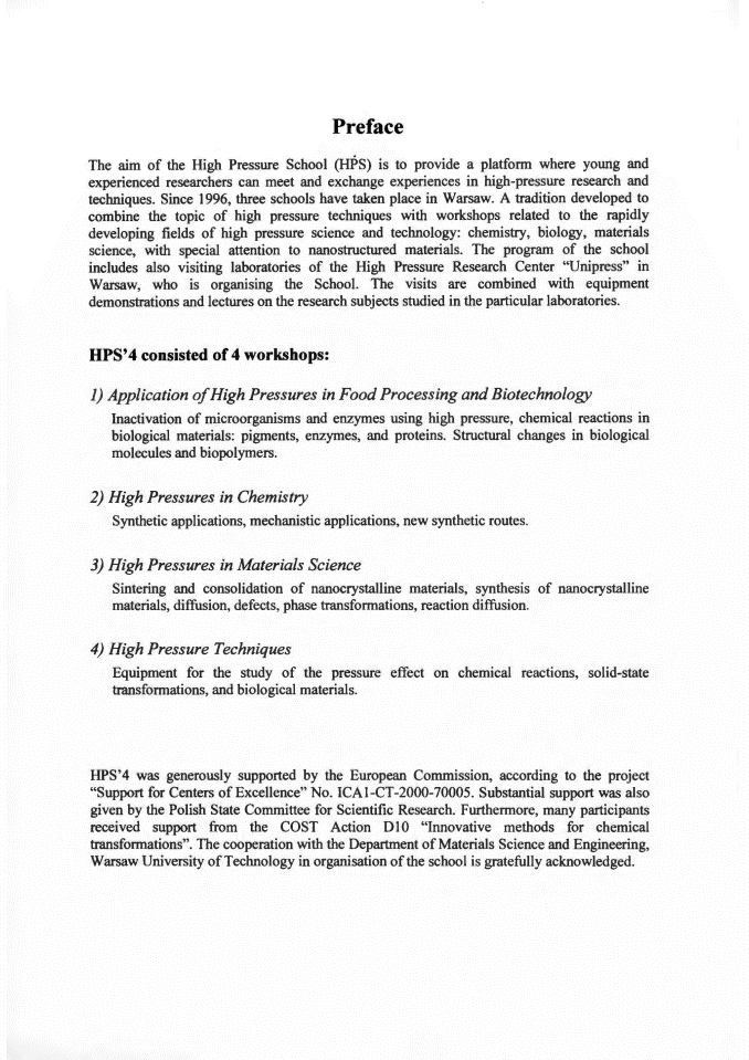 Preface | High Pressure Effects in Chemistry, Biology and Materials ...