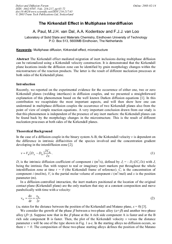 The Kirkendall Effect in Multiphase Interdiffusion | Scientific.Net