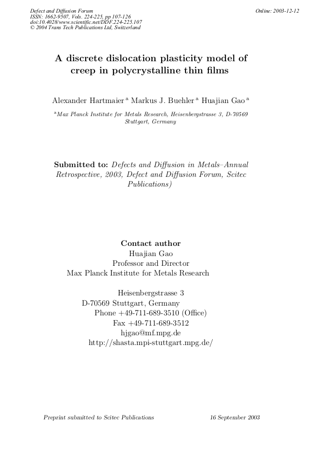 A Discrete Dislocation Plasticity Model of Creep in Polycrystalline ...