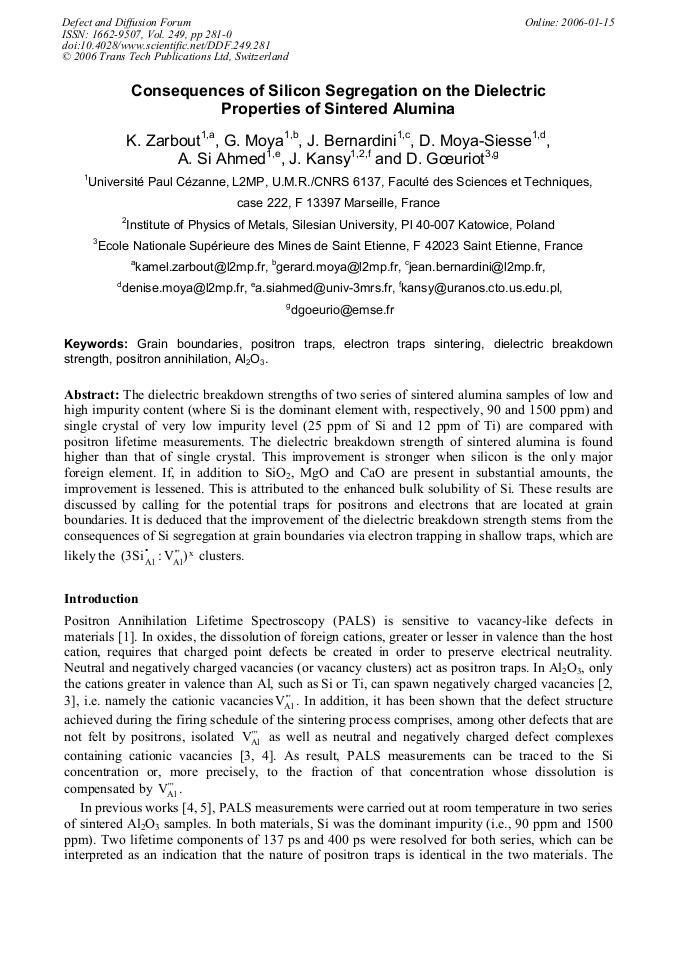 Consequences of Silicon Segregation on the Dielectric Properties of ...