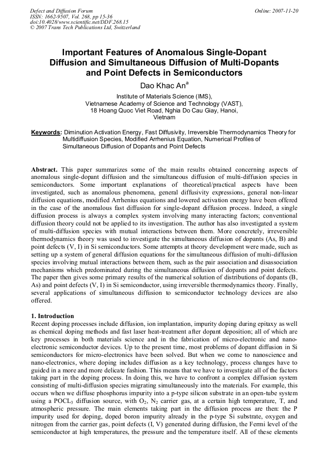 Important Features of Anomalous Single-Dopant Diffusion and ...