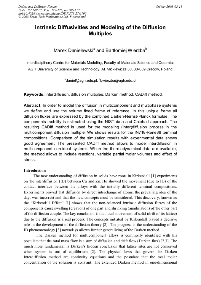 Intrinsic Diffusivities and Modeling of the Diffusion Multiples ...