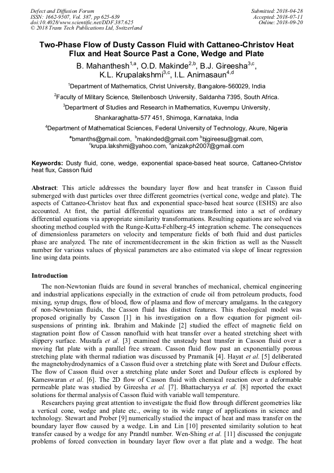 Two-Phase Flow of Dusty Casson Fluid with Cattaneo-Christov Heat Flux ...