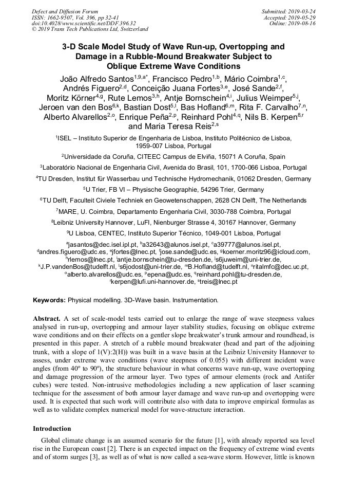 3-D Scale Model Study of Wave Run-Up, Overtopping and Damage in a ...