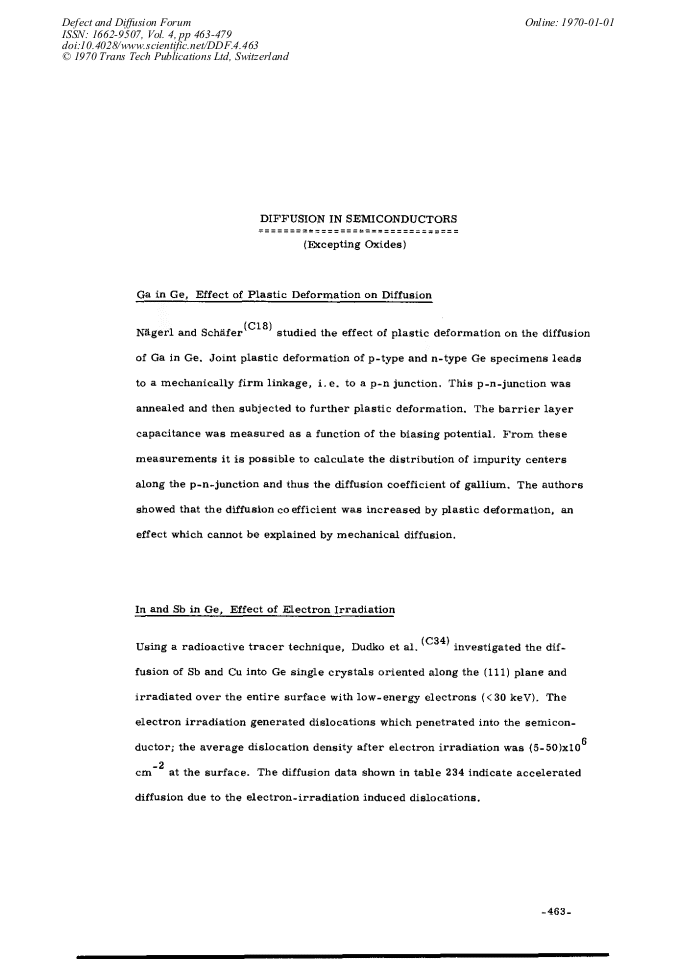 Diffusion in Semiconductors | Scientific.Net