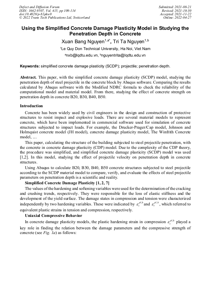 Using the Simplified Concrete Damage Plasticity Model in Studying the ...