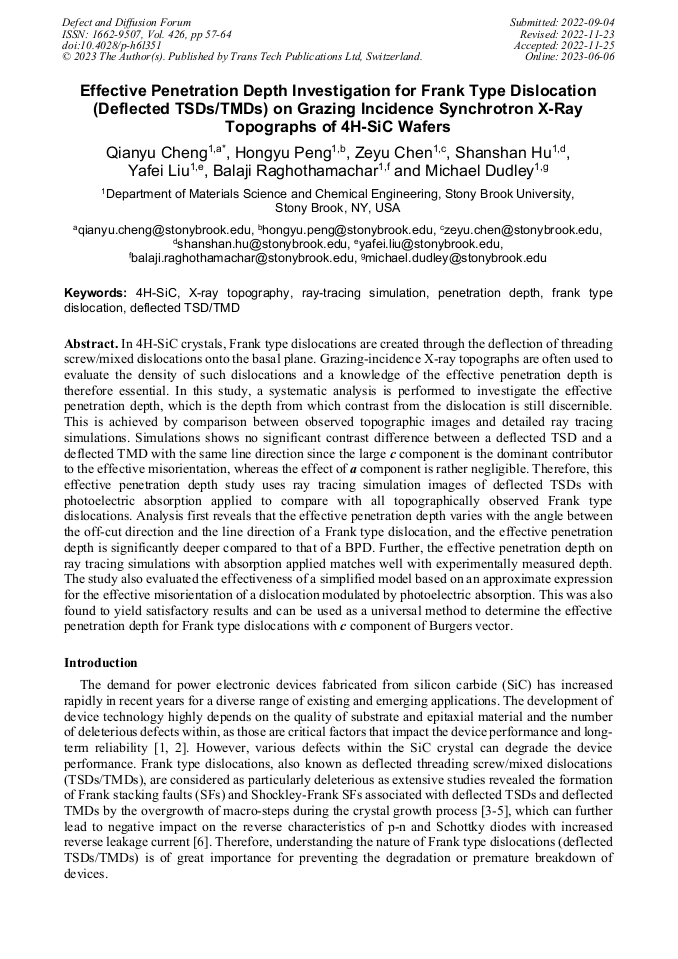 Effective Penetration Depth Investigation for Frank Type Dislocation ...