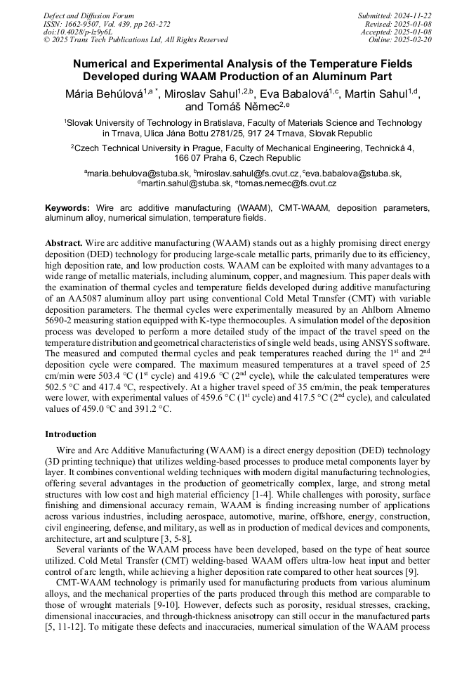 Numerical and Experimental Analysis of the Temperature Fields Developed ...