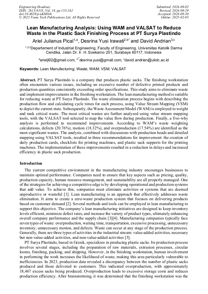 Lean Manufacturing Analysis: Using WAM and VALSAT to Reduce Waste in ...