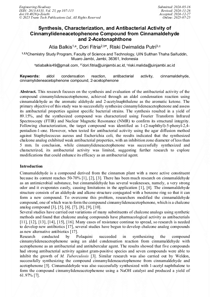 Synthesis, Characterization, and Antibacterial Activity of ...