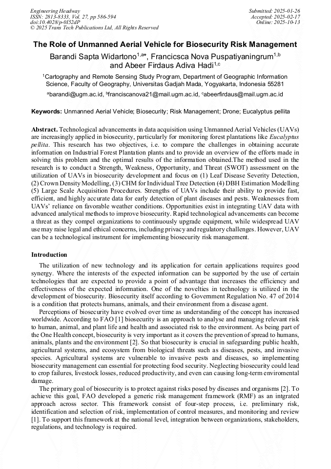 The Role of Unmanned Aerial Vehicle for Biosecurity Risk Management ...
